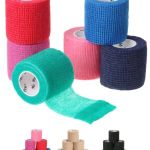 Mr. Pen- Self Adhesive Bandage Wrap, Assorted Colors, 2" x 5 Yards, 6 Pack, Elastic, Self Stick, Stretch, Self Adherent, Medical Bandage Wrap