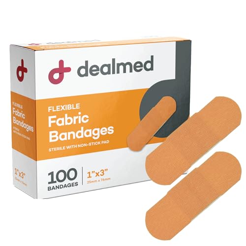 Dealmed Sterile Flexible Fabric Adhesive Bandages – 1x3 Inch – 100/Box - Breathable First Aid Strip Pack - Soft Stretch Wound Patch for Medical, Emergency Kits & Clinic