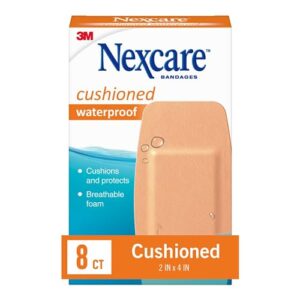 nexcare waterproof cushioned bandages, knee & elbow, 2 x 4 in, 8 count