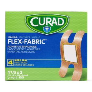 Curad Fabric Adhesive Knuckle Bandages, Finger Bandages for Knuckles (Pack of 100), Natural