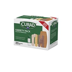 Curad Bulk Variety Pack Assorted Bandages, Flex-Fabric, Waterproof, Plastic, Knuckle, Heavy Duty Bandages (320Count)