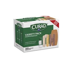 Curad Bulk Variety Pack Assorted Bandages, Flex-Fabric, Waterproof, Plastic, Knuckle, Heavy Duty Bandages (320Count)