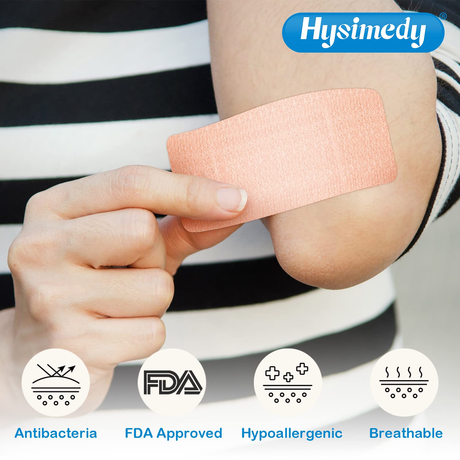 Hysimedy Silicone Bandages Large Size for Sensitive Fragile Skin - 1.63"x4" 40 Counts - Non Allergenic Non Latex Hypoallergenic Painless Removal Bandages