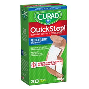 curad quickstop flex fabric bandages, assorted, 30/box