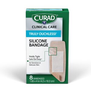 curad truly ouchless extra large silicone bandages, flexible fabric, 8 count