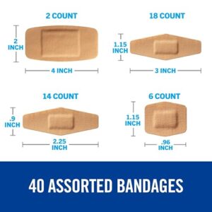 Nexcare Duo Bandages, Painless Removal, Strong Adhesive Bandages Stay on for 24 Hours, Flexible Fabric Construction - 40 Pack Assorted Adhesive Bandages