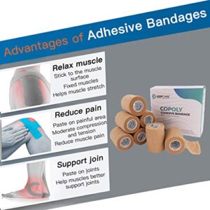 Self Adhesive Wrap Cohesive Wrap Bandages 6 Count 3" x 5 Yards, Medical Tape, Adhesive Flexible Breathable First Aid Non Woven Rolls, Stretch Athletic, Ankle Sprains & Swelling, Sport