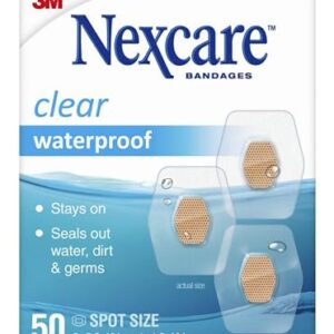 Nexcare Waterproof Clear Bandages, Covers And Protects, 360 Degree Seal Around The Pad Offers Protection Against Water, Dirt, And Germs, 0.88 x 1.1 in, 50 Count(Pack of 3)