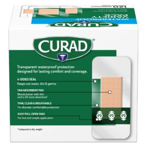 CURAD Waterproof Bandage Variety Pack, 3 Styles Included; Assorted Size, 120 Bandages