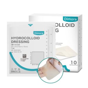 hydrocolloid adhesive bandage, hydrocolloid wound dressing thin type 4'' x 4'', individually sterile packed hydrocolloid patches, box of 10 dressings