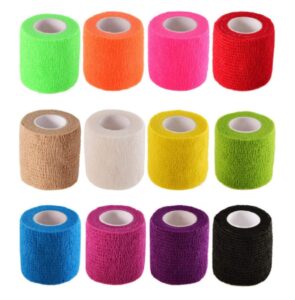 b&s feel self-adhesive elastic wrap bandage tape(2 inches x 5 yards, pack of 12) (assorted color)