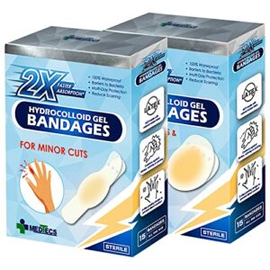 medtecs hydrocolloid gel bandage, ellipse 20ct + strip 10ct, long-lasting,waterproof adhesive for first aid,advanced cushion for blister prevention & wound care,2x fast healing for heel,fingers & toes