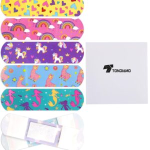 5 Styles Kids Cartoon Bandages Flexible Adhesive Colorful Strips Waterproof Cute Bandages for Girls Repair Tape Knuckle Stickers Comfortable Protection Care for Cuts Scrapes Burns (200 Pieces)