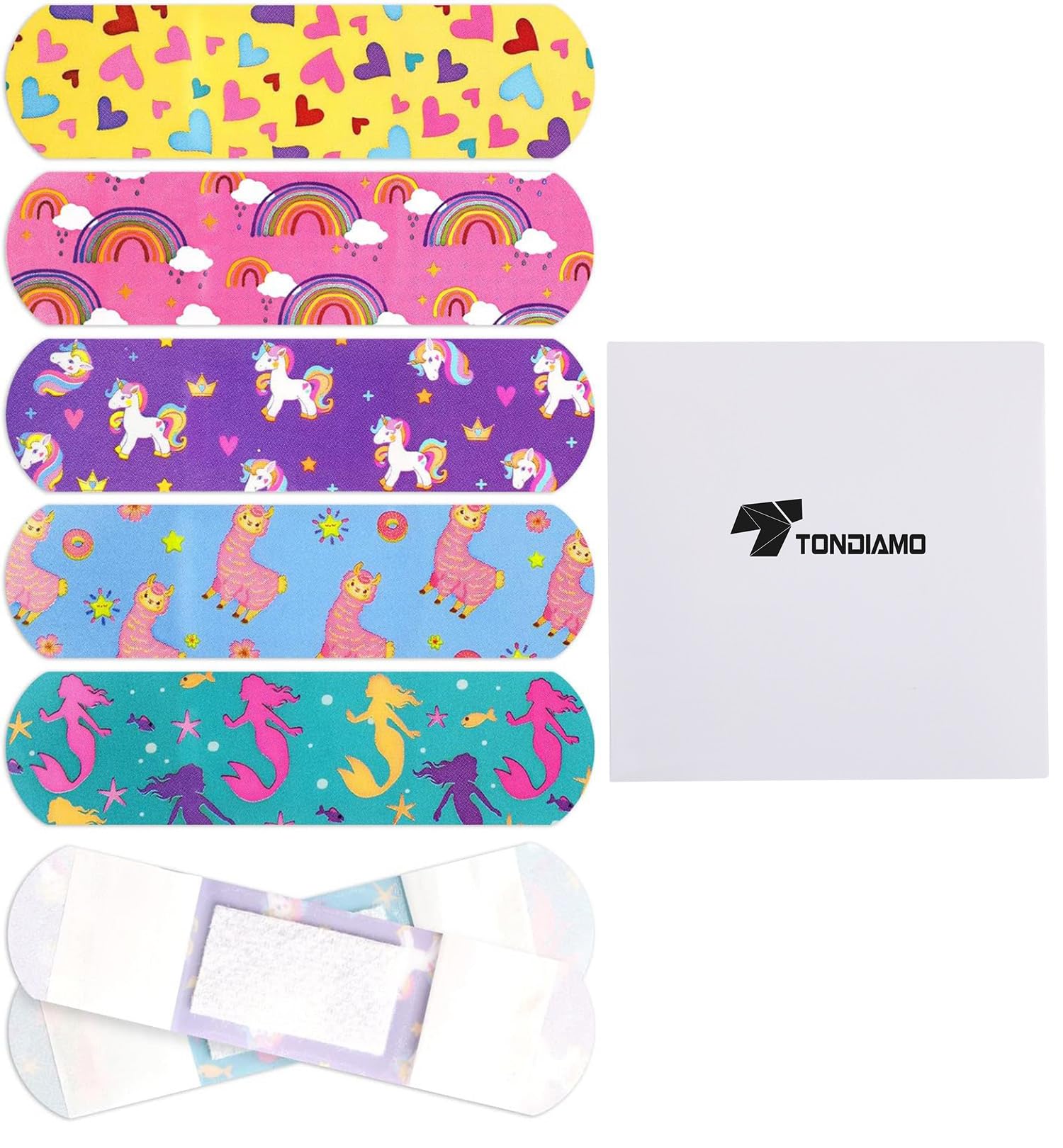 5 Styles Kids Cartoon Bandages Flexible Adhesive Colorful Strips Waterproof Cute Bandages for Girls Repair Tape Knuckle Stickers Comfortable Protection Care for Cuts Scrapes Burns (200 Pieces)