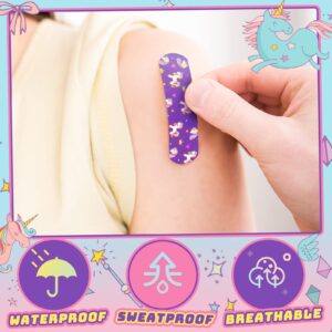 5 Styles Kids Cartoon Bandages Flexible Adhesive Colorful Strips Waterproof Cute Bandages for Girls Repair Tape Knuckle Stickers Comfortable Protection Care for Cuts Scrapes Burns (200 Pieces)