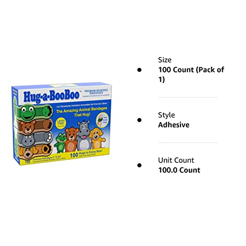 Super Fun Kids Bandages by Hug-a-BooBoo! The Amazing Animal Bandages That Hug! Children’s Favorite Stuffed Animal Designs – Hippo, Puppy, Teddy Bear & Frog! Family Pack Value Assortment -100ct Box