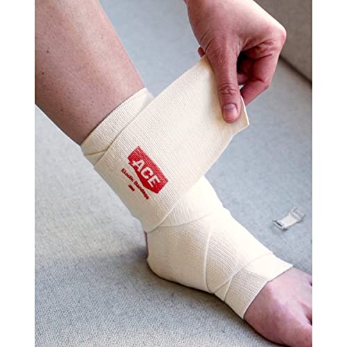 ACE Brand 3 Inch Elastic Bandage with Clips, Beige, 3 in x 63.6 in, Great for Elbow, Ankle, Knee & More, Comfortable Design for Prolonged Wear, Easy-to-Use Wrap Design (207314)