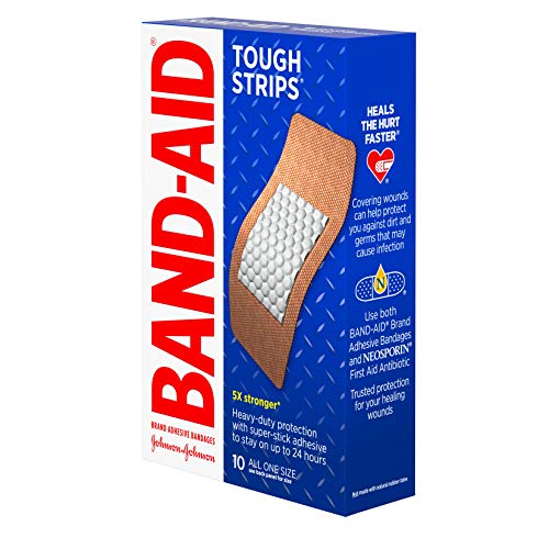 Band-Aid Brand Tough Strips Adhesive Bandages for Wound Care, Durable Protection for Minor Cuts and Scrapes, Extra Large Size, 10 ct