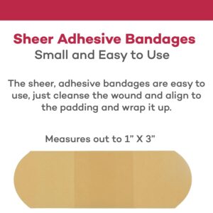 Dealmed Sheer Plastic Flexible Adhesive Bandages – 100 Count (1 Pack) Bandages with Non-Stick Pad, Latex Free, Wound Care for First Aid Kit, 1" x 3"