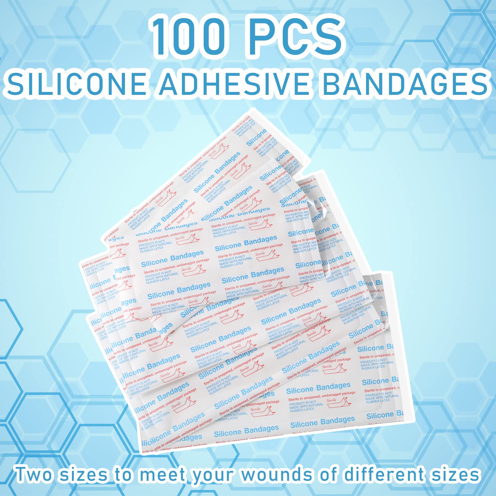 100 Pcs Silicone Adhesive Bandages Bulk Sensitive Skin Bandages Painless Removal Silicone Bandages for Sensitive Fragile Skin Elderly Painless Removal Delicate Sensitive Skin