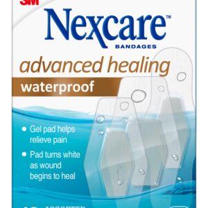 Nexcare Advanced Healing Waterproof Bandages, Assorted Sizes, 10 Count