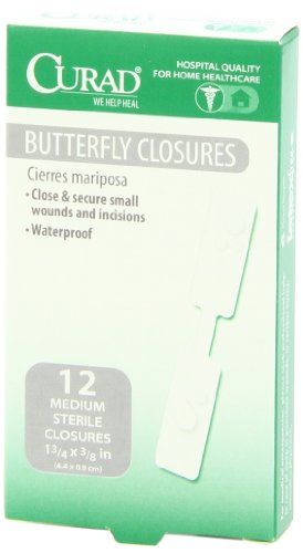 Curad Waterproof Butterfly Adhesive Bandages, 1.75" x .375", 12 Count