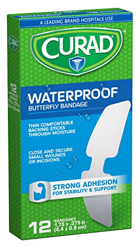 Curad Waterproof Butterfly Adhesive Bandages, 1.75" x .375", 12 Count