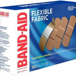 Johnson & Johnson JJ4444 Band-Aid Woven Adhesive Bandages, 1" x 3", Tan (Box of 100)