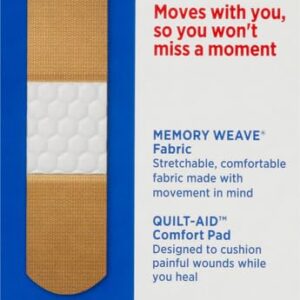 Band-Aid Brand Flexible Fabric Adhesive Bandages, Comfortable Flexible Protection & Wound Care of Minor Cuts & Scrapes, Quilt-Aid Technology to Cushion Painful Wounds, All One Size, 30 ct