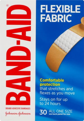 Band-Aid Brand Flexible Fabric Adhesive Bandages, Comfortable Flexible Protection & Wound Care of Minor Cuts & Scrapes, Quilt-Aid Technology to Cushion Painful Wounds, All One Size, 30 ct