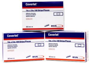 coverlet latex-free adhesive dressings strips bandages - 1 x 3 inches - 100/ box (pack of 3, 300 total)