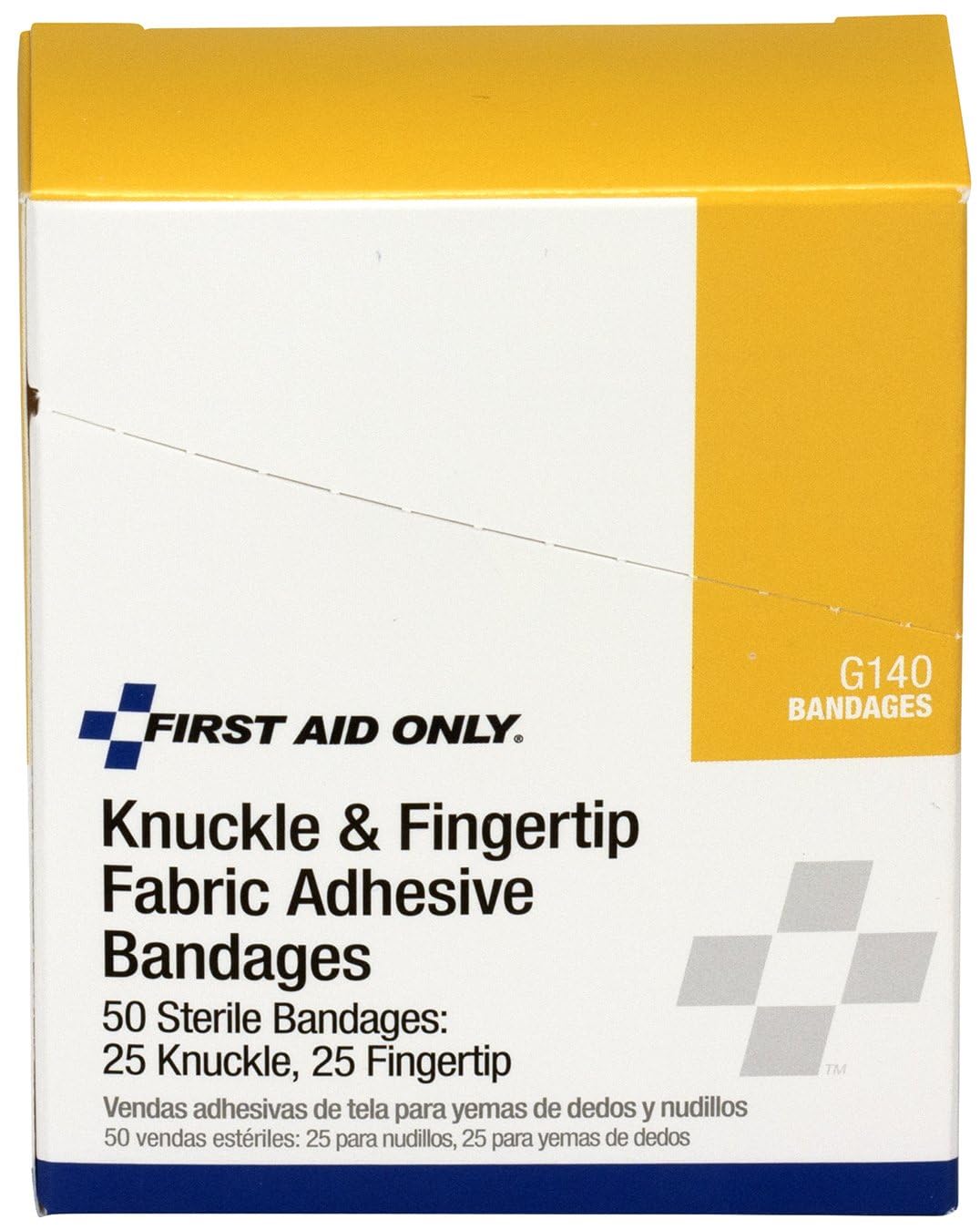 First Aid Only G140 Fabric Adhesive Bandages, Assorted Sizes (25 Knuckle Bandages / 25 Fingertip Bandages)