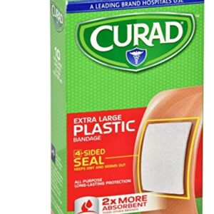 Curad Extra Large Plastic Bandage with 4-Sided Seal, 2x4 Inch (Pack of 10)