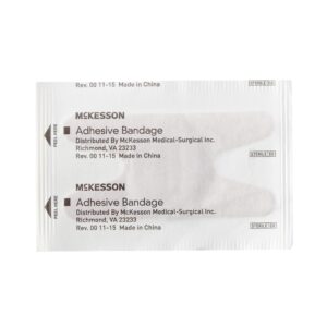 McKesson Adhesive Bandages, Sterile, Fabric Knuckle, 1 1/2 in x 3 in, 100 Count, 1 Pack