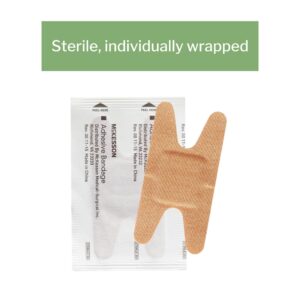 McKesson Adhesive Bandages, Sterile, Fabric Knuckle, 1 1/2 in x 3 in, 100 Count, 1 Pack