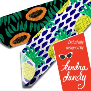 Curad Kendra Dandy Designer Adhesive Fabric Bandages (90 Count), 2 Colorful Patterns - Pineapples and Papayas, First Aid Bandages are .75" x 3", 30 Count Boxes (3 Pack)