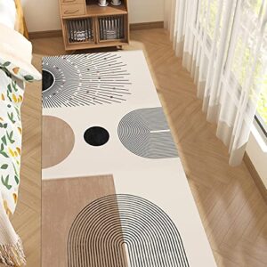 gubiyu boho bedroom area rugs modern abstract runner rugs for living room non slip bathroom floor carpet decoratvie nursery room decor beige brown black rugs for bedroom aesthetic 23.6"x59"