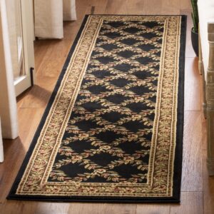 safavieh lyndhurst collection runner rug - 2'3" x 8', black & brown, traditional floral trellis design, non-shedding & easy care, ideal for high traffic areas in living room, bedroom (lnh557-9025)