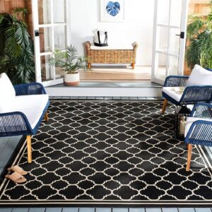 safavieh courtyard collection accent rug - 4' x 5'7", black & beige, trellis design, non-shedding & easy care, indoor/outdoor & washable-ideal for patio, backyard, mudroom (cy6918-226)