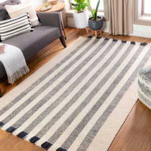 Mark&Day Wool Rugs, 2x8 Lavant Modern Black Runner Area Rug, Black Beige Brown Carpet for Hallway, Kitchen, Bedroom or Living Room (2'6" x 8' Runner)