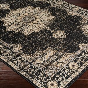 Mark&Day Area Rugs, 2x8 Pense Traditional Black Runner Area Rug, Black Brown Cream Carpet for Hallway, Kitchen, Bedroom or Living Room (2'2" x 7'7" Runner)