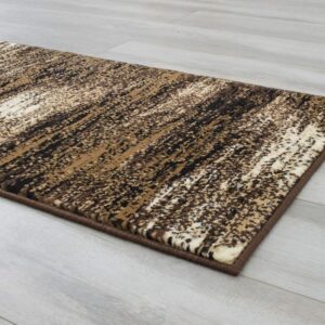 Champion Rugs Modern Rugs for Living Dining Room Abstract Brush Area Rug Brown Mocha (2 Feet X 7 Feet Runner)