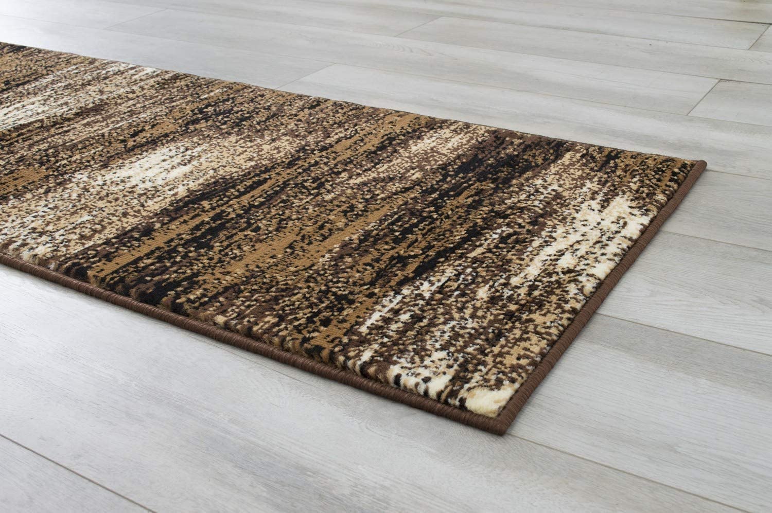 Champion Rugs Modern Rugs for Living Dining Room Abstract Brush Area Rug Brown Mocha (2 Feet X 7 Feet Runner)