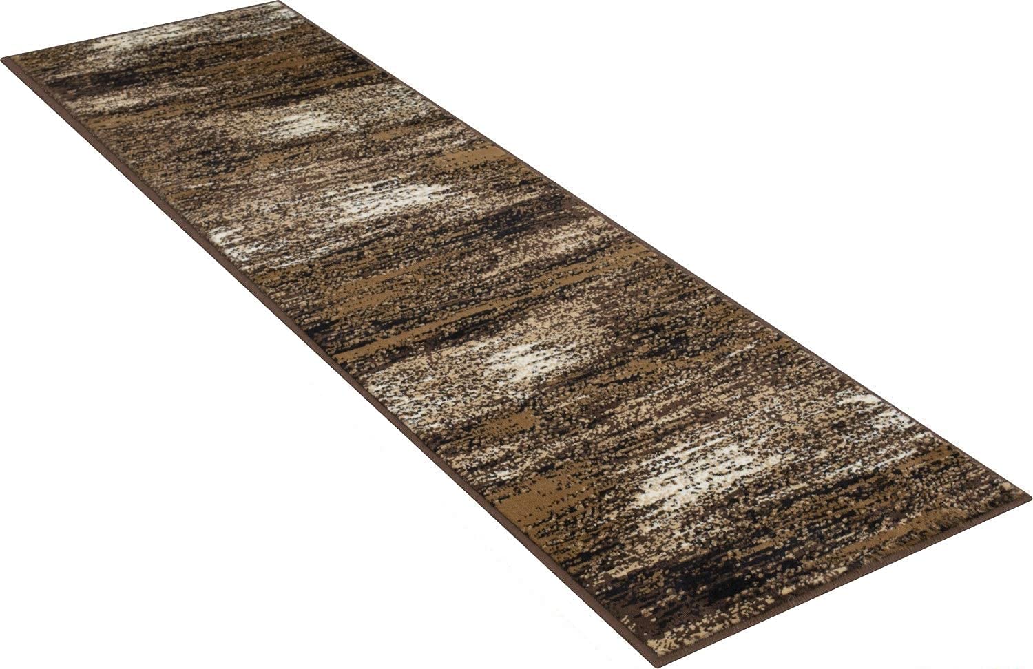 Champion Rugs Modern Rugs for Living Dining Room Abstract Brush Area Rug Brown Mocha (2 Feet X 7 Feet Runner)