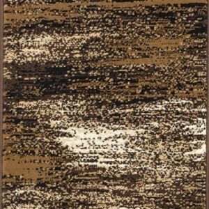 Champion Rugs Modern Rugs for Living Dining Room Abstract Brush Area Rug Brown Mocha (2 Feet X 7 Feet Runner)