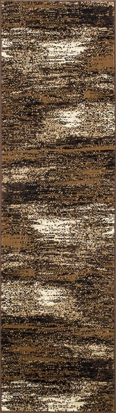 Champion Rugs Modern Rugs for Living Dining Room Abstract Brush Area Rug Brown Mocha (2 Feet X 7 Feet Runner)