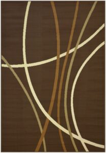 modela collection stripes abstract contemporary modern area rug rugs (brown, 22" x 6'10" runner)