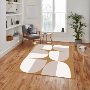 minimalist modern abstract brown beige soft wool area rug for living room bedroom dining room washable no-slip indoor office farmhouse carpet plush throw carpet runner mat 2x6