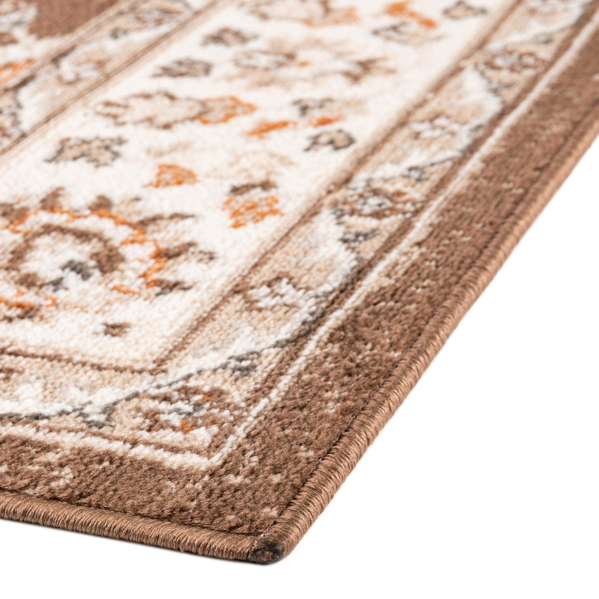 Rugs.com Charlotte Collection Rug – 6 Ft Runner Brown Low-Pile Rug Perfect for Hallways, Entryways