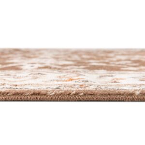 Rugs.com Charlotte Collection Rug – 6 Ft Runner Brown Low-Pile Rug Perfect for Hallways, Entryways